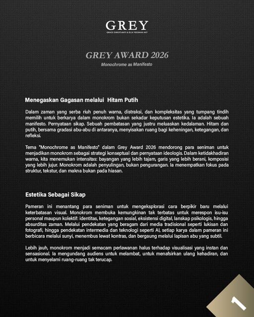 Grey Art Gallery : OPEN CALL — GREY AWARD 2026 | Bandung Art Month 8 ...